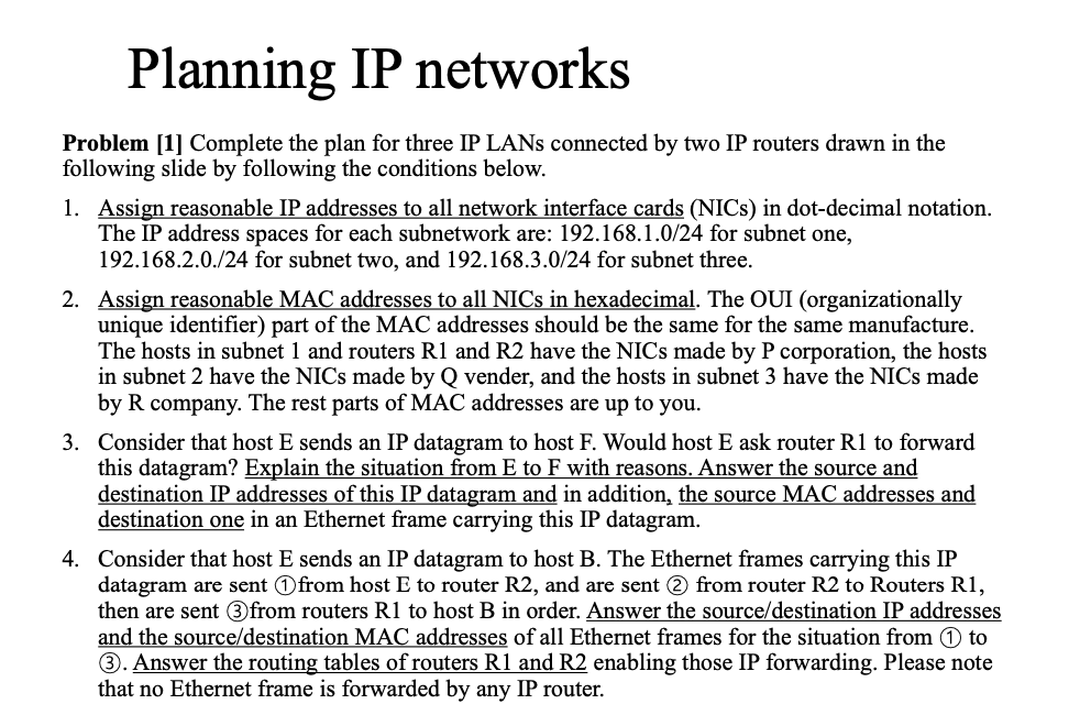 Solved 3. Consider that host E sends an IP datagram to host | Chegg.com