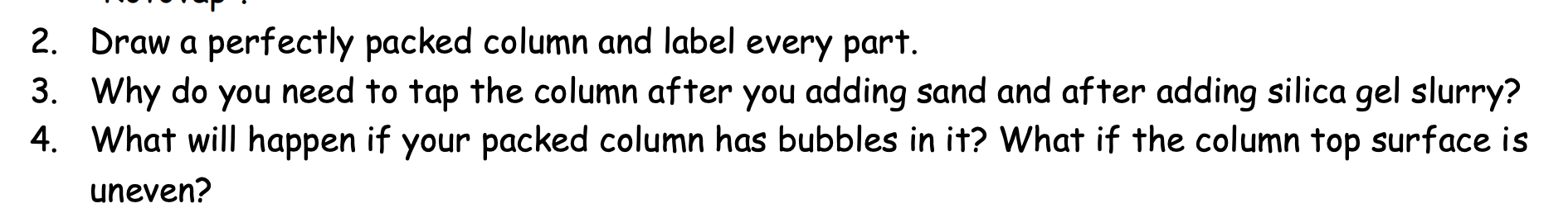 Solved 2. Draw a perfectly packed column and label every | Chegg.com