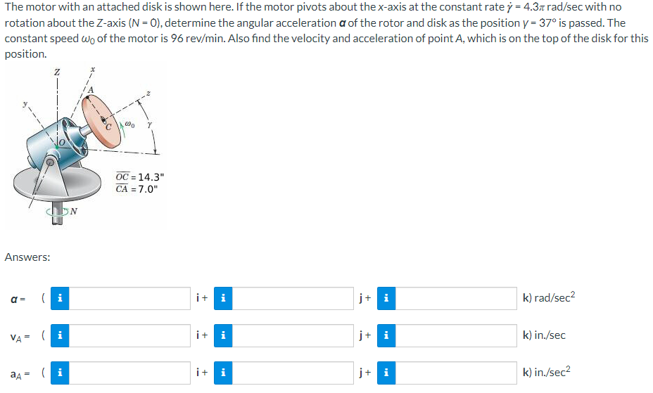 Solved The motor with an attached disk is shown here. If the | Chegg.com