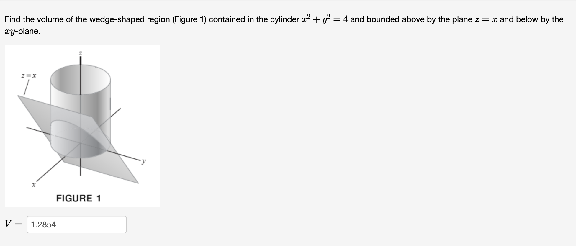 Solved Find the volume of the wedge-shaped region (Figure 1) | Chegg.com