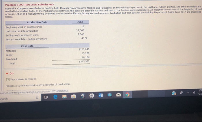 Solved Problem 3-2A (Part Level Submission) Rosenthal | Chegg.com