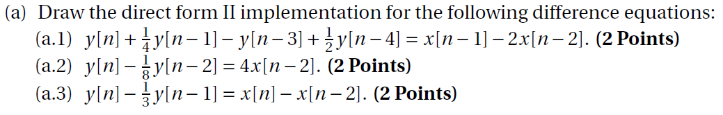 Solved a) Draw the direct form II implementation for the | Chegg.com
