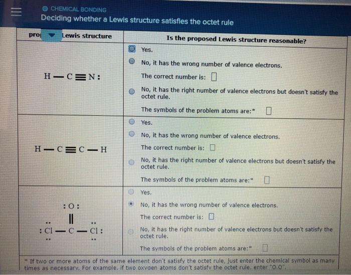 Solved CHEMICAL BONDING Deciding whether a Lewis structure | Chegg.com
