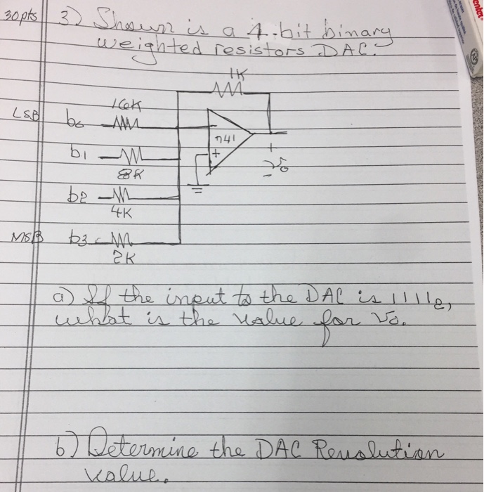 Solved Shown is a 4-bitbinary weighted resistors DAC | Chegg.com