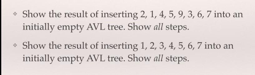 Solved * Show the result of inserting 2, 1, 4, 5, 9,3, 6, 7 | Chegg.com
