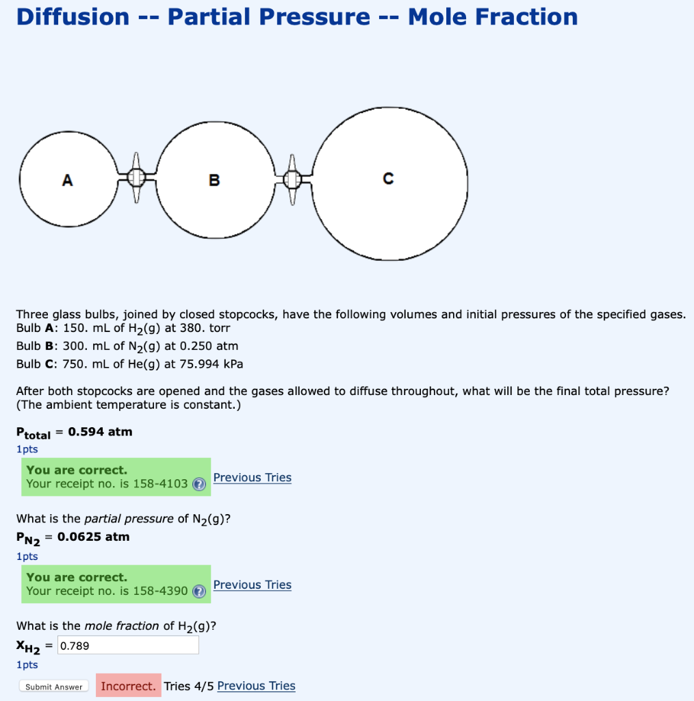 Solved Diffusion · Partial Pressure Mole Fraction B с Three | Chegg.com