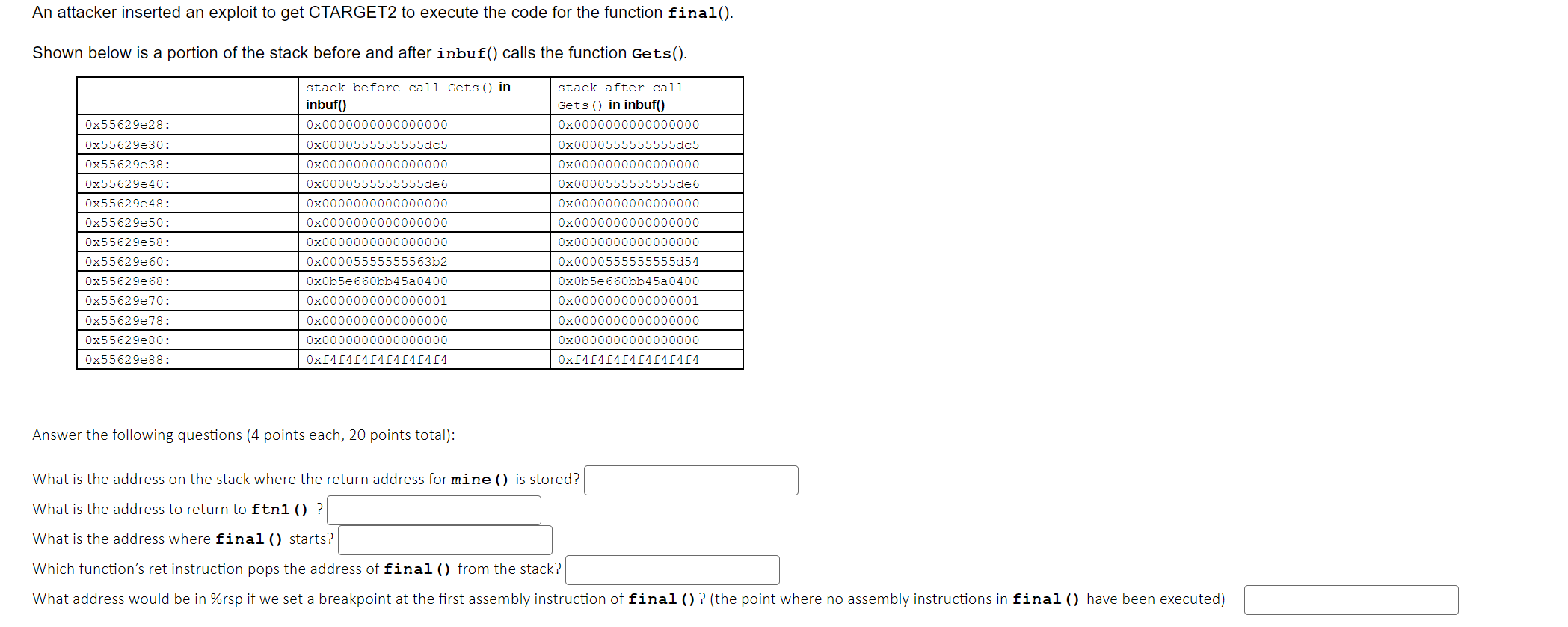 Solved An Attacker Inserted An Exploit To Get Ctarget2 To 