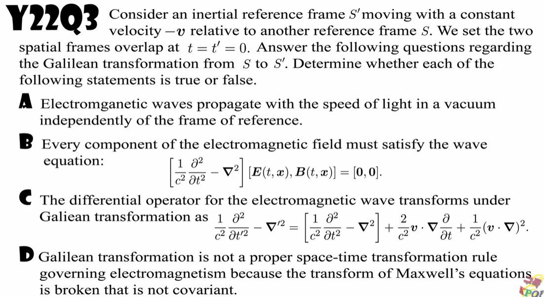 Solved Y2203 Consider an inertial reference frame S'moving | Chegg.com