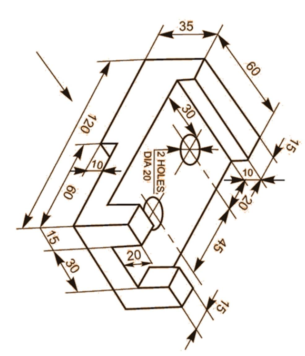Solved Draw the front, top and side view of this figure in | Chegg.com