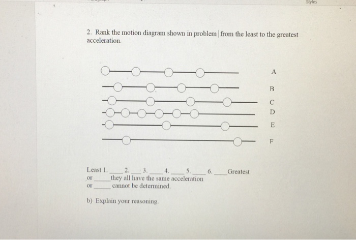 Solved Styles 2. Rank the motion diagram shown in problem | Chegg.com