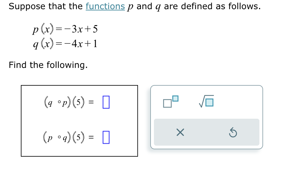 Solved Suppose that the functions p ﻿and q ﻿are defined as | Chegg.com