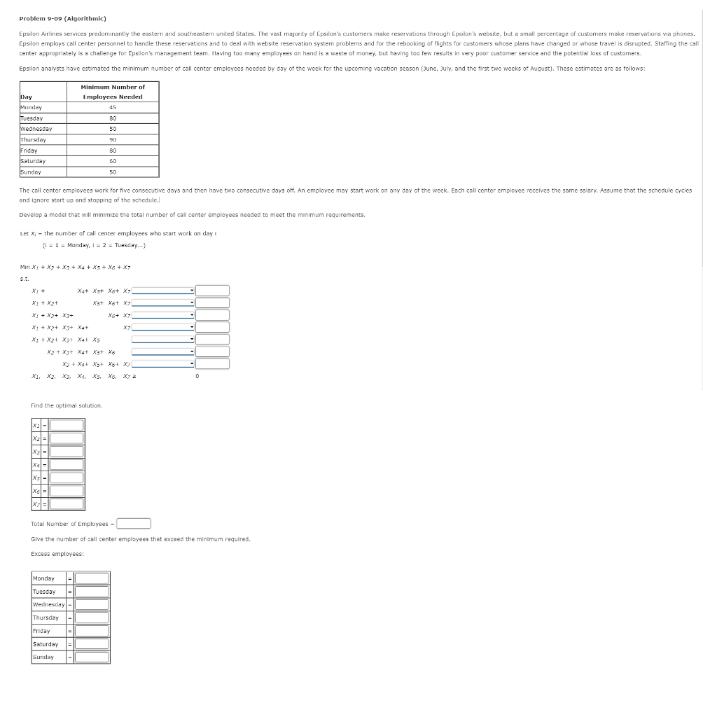 Solved Problcm 9-09 (Algorithmic) \begin{tabular}{|l|c|} | Chegg.com