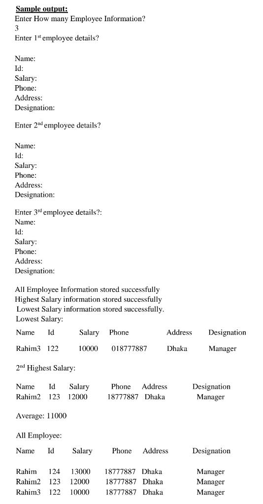 Solved Create a class named Employee with a method | Chegg.com