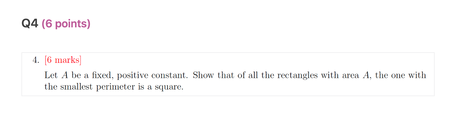 Solved 4. [6 marks ] Let A be a fixed, positive constant. | Chegg.com