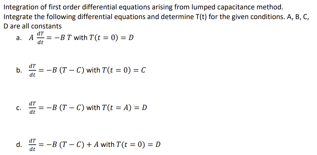 Solved Integration of first order differential equations | Chegg.com