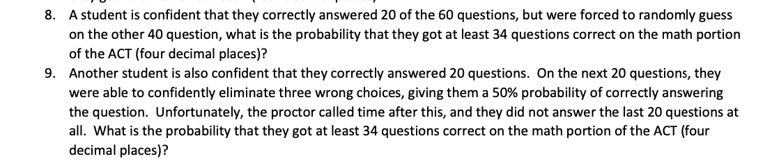 Solved The math portion of the ACT has 60 multiple-choice | Chegg.com