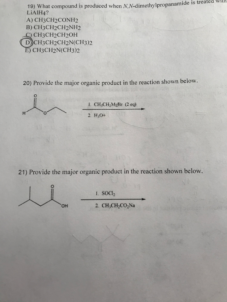 Solved 19) What compound is produced when | Chegg.com