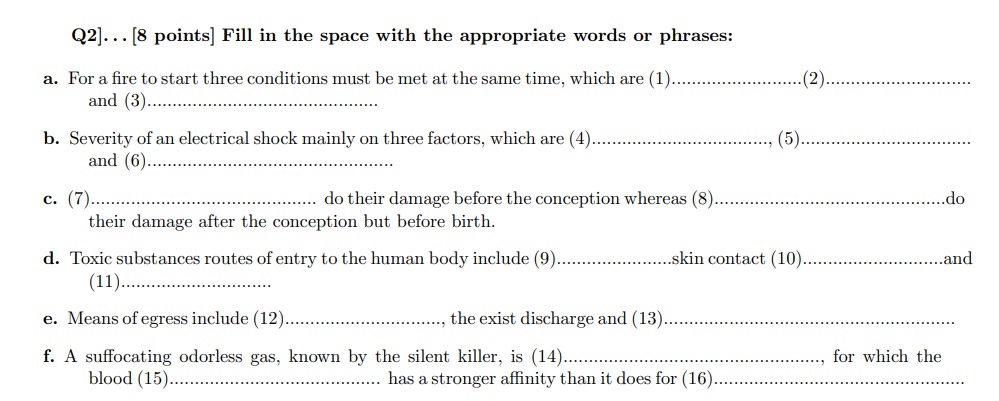 Solved Q2]... [8 ﻿points] ﻿Fill in the space with the | Chegg.com