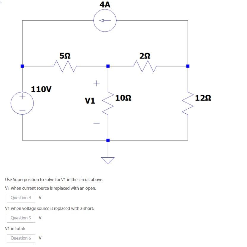 Solved Use Superposition to solve for V1 in the circuit | Chegg.com
