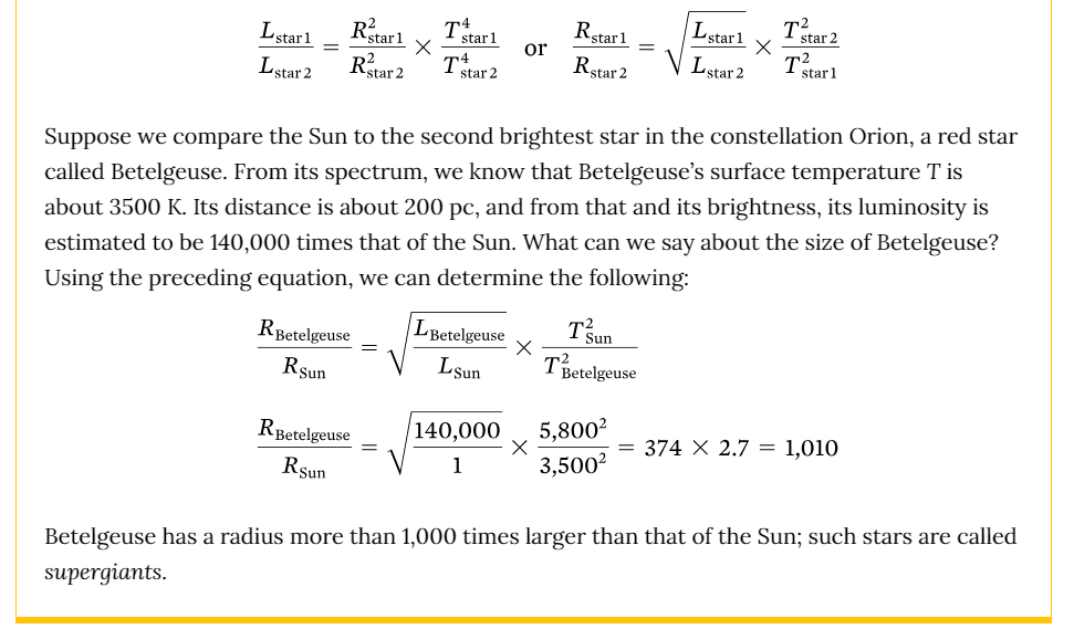 Problem 5. Stellar Radii WiO 13.3- Use the known | Chegg.com