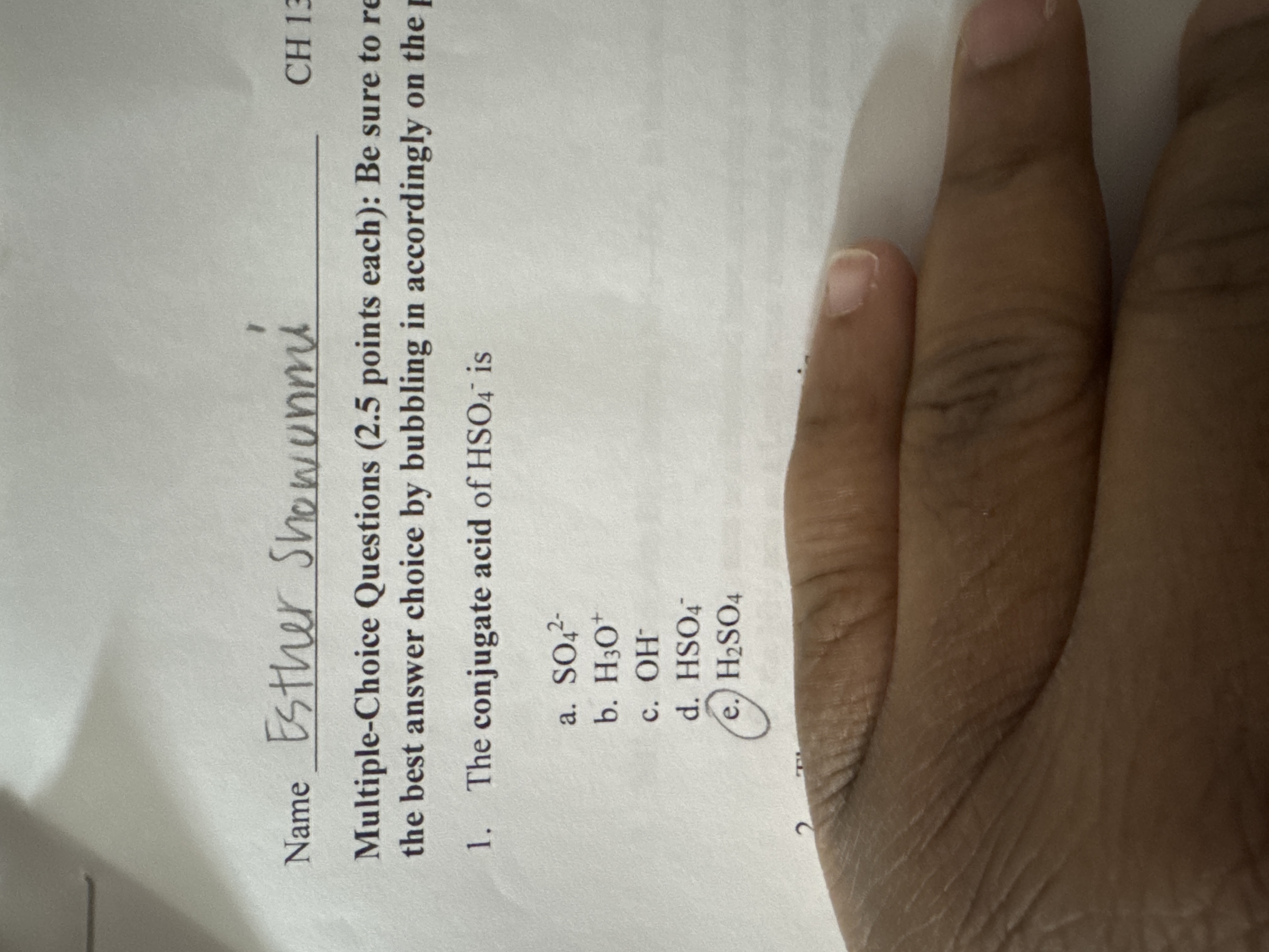 Solved Esther ShowunmiMultiple-Choice Questions ( 2.5 | Chegg.com