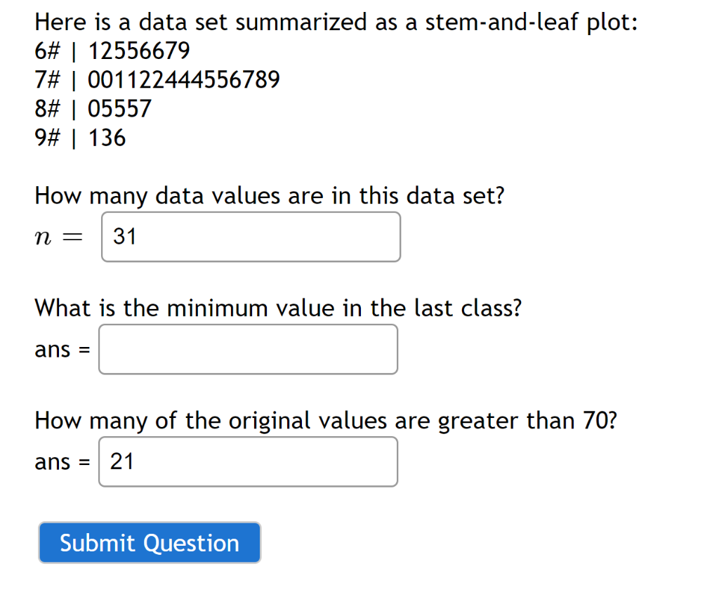 Solved Here is a data set summarized as a stem-and-leaf | Chegg.com