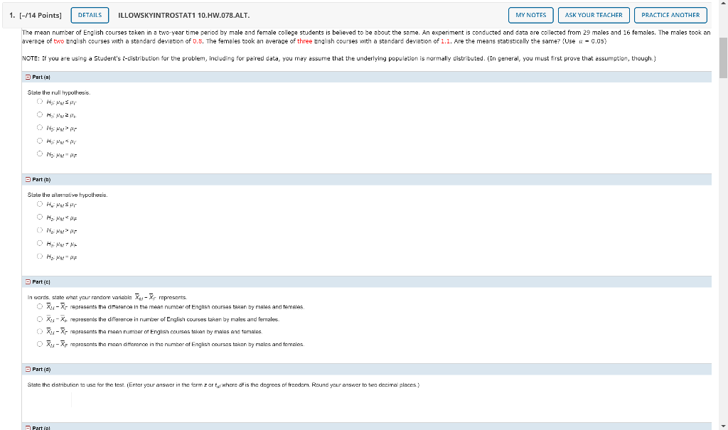 Solved 1. (-/14 Points) DETAILS ILLOWSKYINTROSTAT1 | Chegg.com