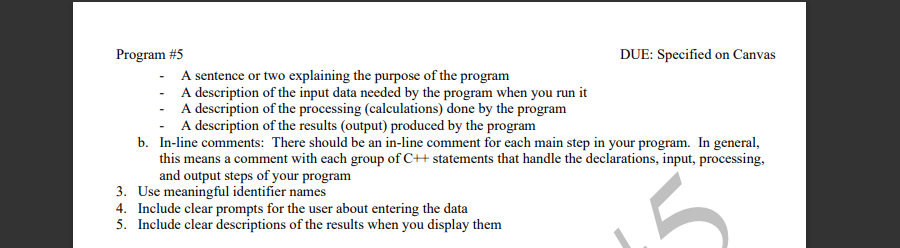 Program #5 DUE: Specified on Canvas Program Purpose | Chegg.com