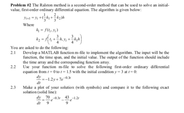 Solved Problem #2 The Ralston method is a second-order | Chegg.com