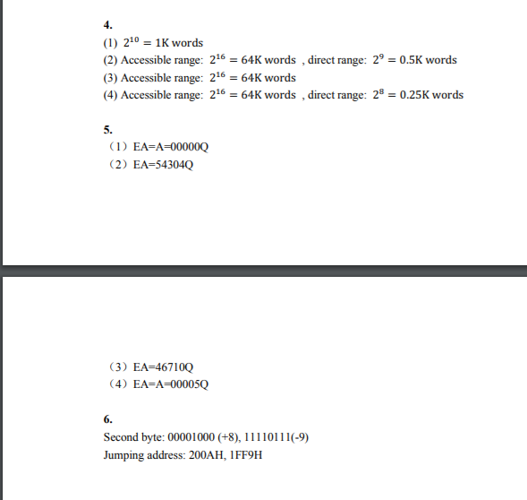 4. (1) 210 = 1K words (2) Accessible range: 216 = 64K | Chegg.com