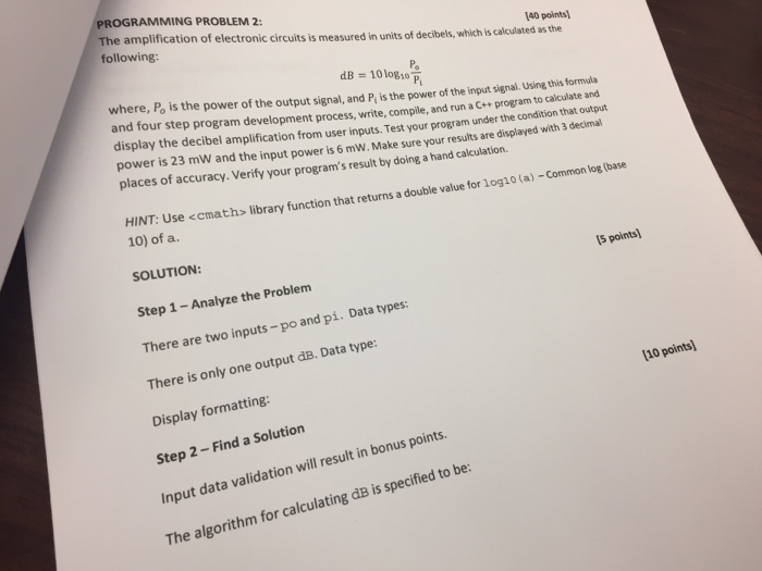 Solved 40 points) PROGRAMMING PROBLEM whichniscalculated as | Chegg.com