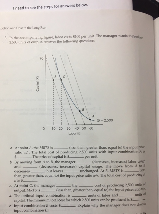 Solved I need to see the steps for answers below. luction | Chegg.com