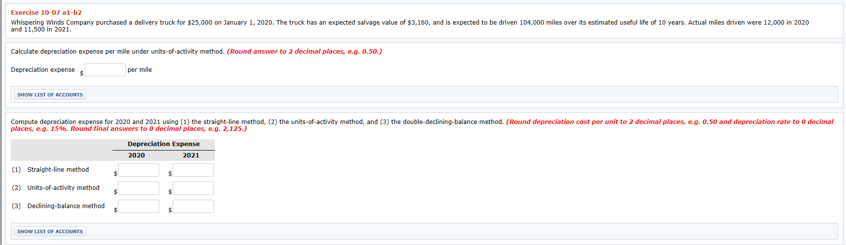 Solved Exercise 10-07 al-b2 Whispering Winds Company | Chegg.com
