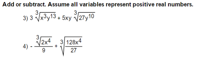 Solved Add or subtract. Assume all variables represent | Chegg.com