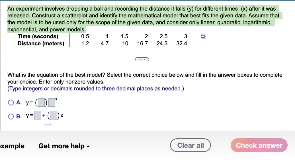 Solved An experiment involves dropping a ball and recording | Chegg.com