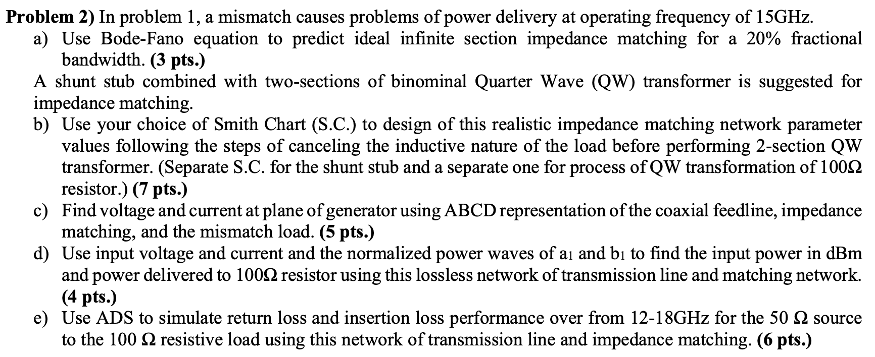 Solved Problem 2) ﻿In problem 1, ﻿a mismatch causes problems | Chegg.com