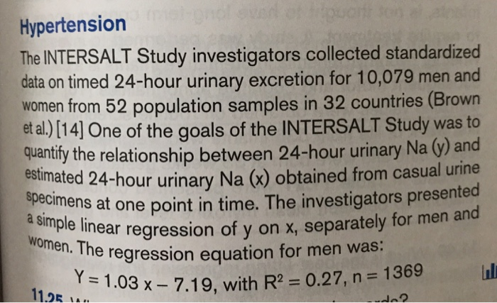 Solved Hypertension The INTERSALT Study investigators | Chegg.com
