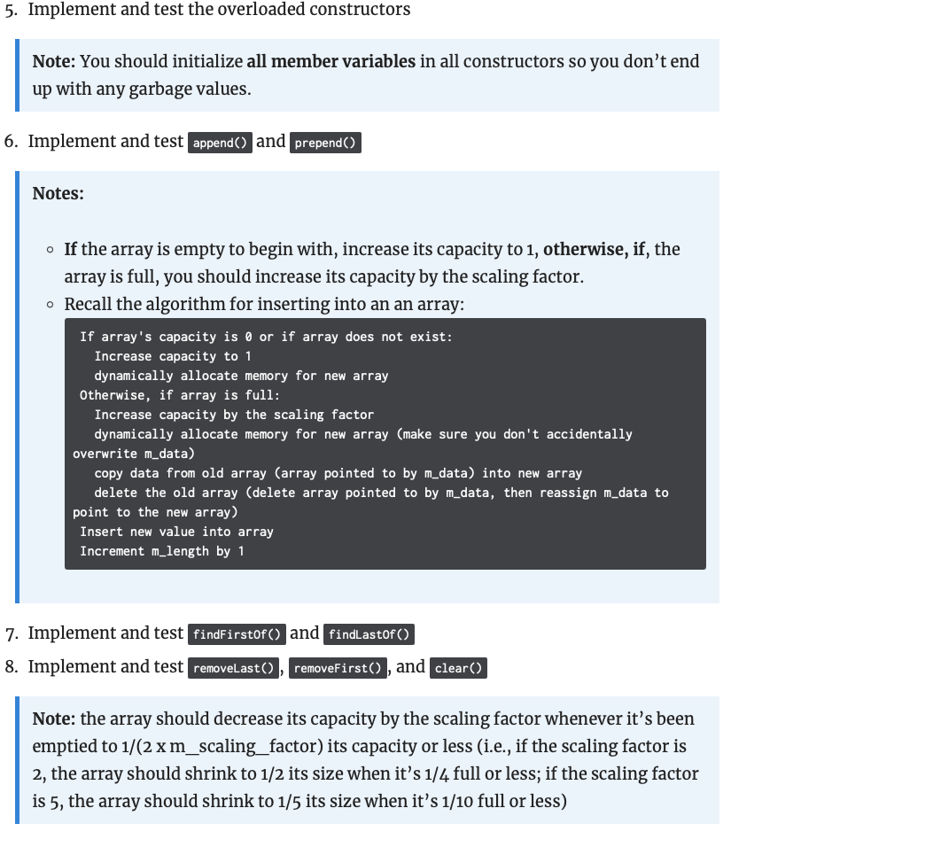 Solved I need help with implementing append(), prepend(), | Chegg.com