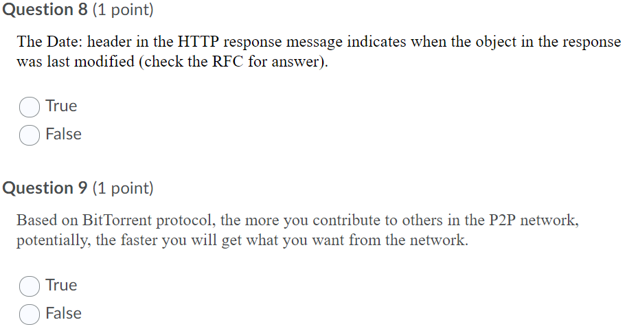 Solved Question 8 (1 point) The Date: header in the HTTP | Chegg.com