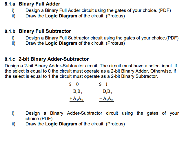 Solved 8.1.a Binary Full Adderi) ﻿Design a Binary Full Adder | Chegg.com