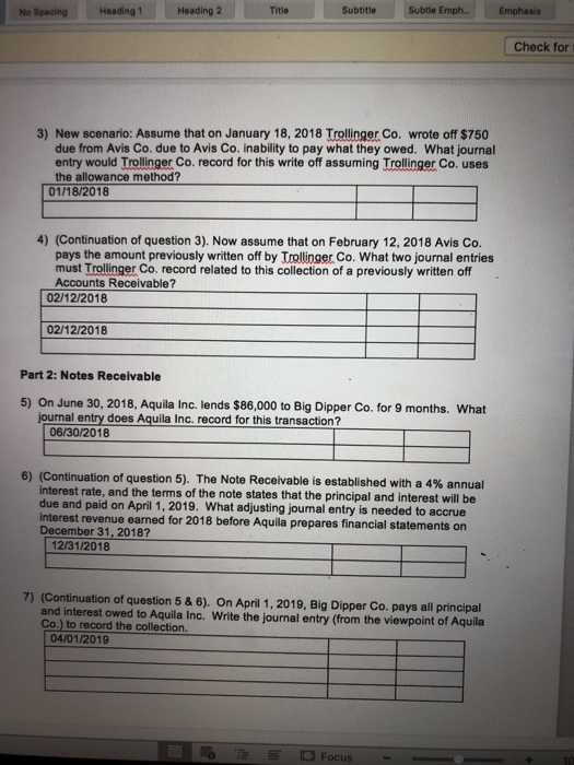 Solved Part 1: Accounts Receivables and Allowance Method 1) | Chegg.com