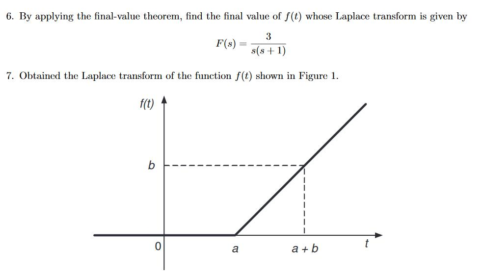 Solved 6. By applying the final-value theorem, find the | Chegg.com