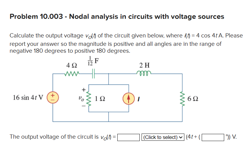 Solved Calculate the output voltage vO(t) of the circuit | Chegg.com