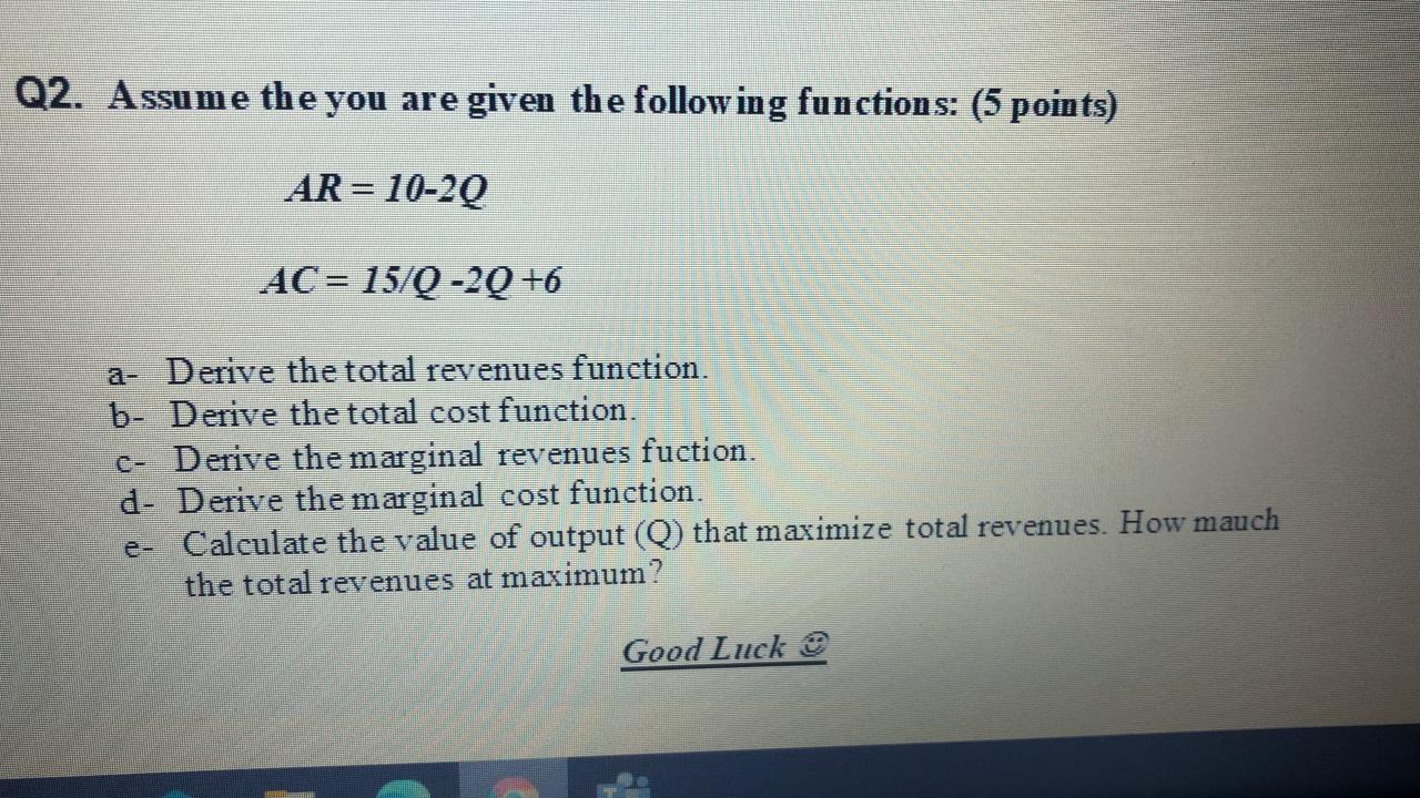 Solved Q2. Assume the you are given the following functions: | Chegg.com