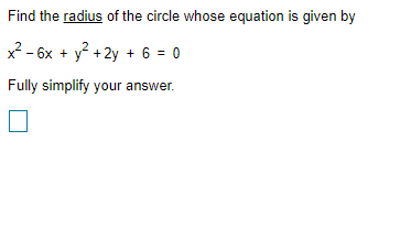 Solved Find the radius of the circle whose equation is given | Chegg.com