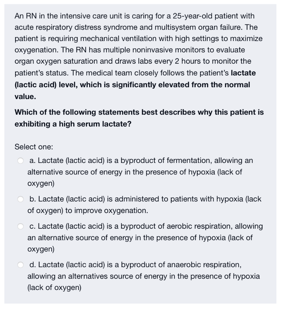 Solved An RN in the intensive care unit is caring for a | Chegg.com