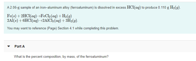 Solved A 2.06-g sample of an iron-aluminum alloy | Chegg.com