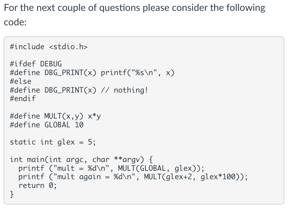Solved For the next couple of questions please consider the | Chegg.com