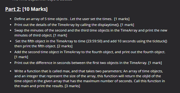 Solved Define and implement a class MyTime as described in | Chegg.com