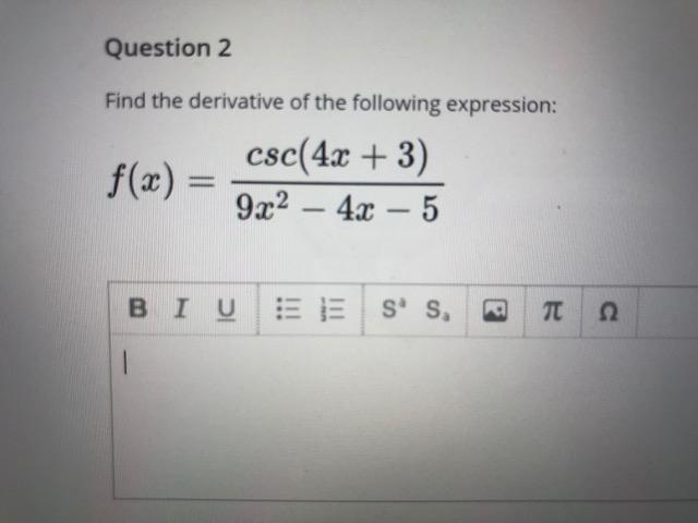 Solved Question 2 Find the derivative of the following | Chegg.com